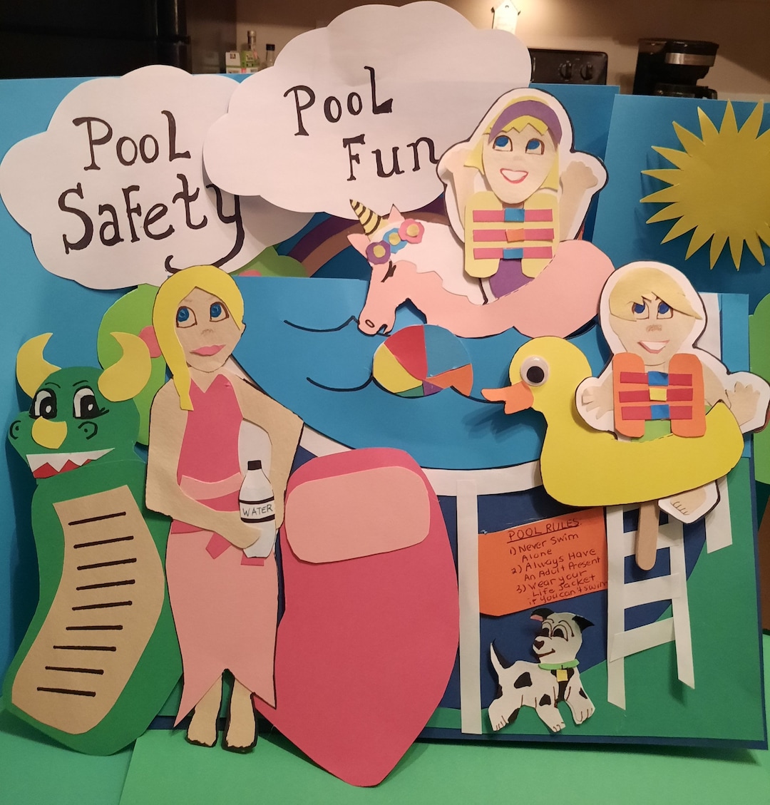 Pool Fun and Safety Printable Pdf Puppets and Playset Craft. Includes ...