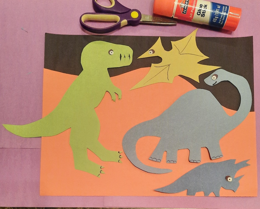 Build Dinosaurs Printable Pdf Craft for Kids. Cut and Glue Activity ...