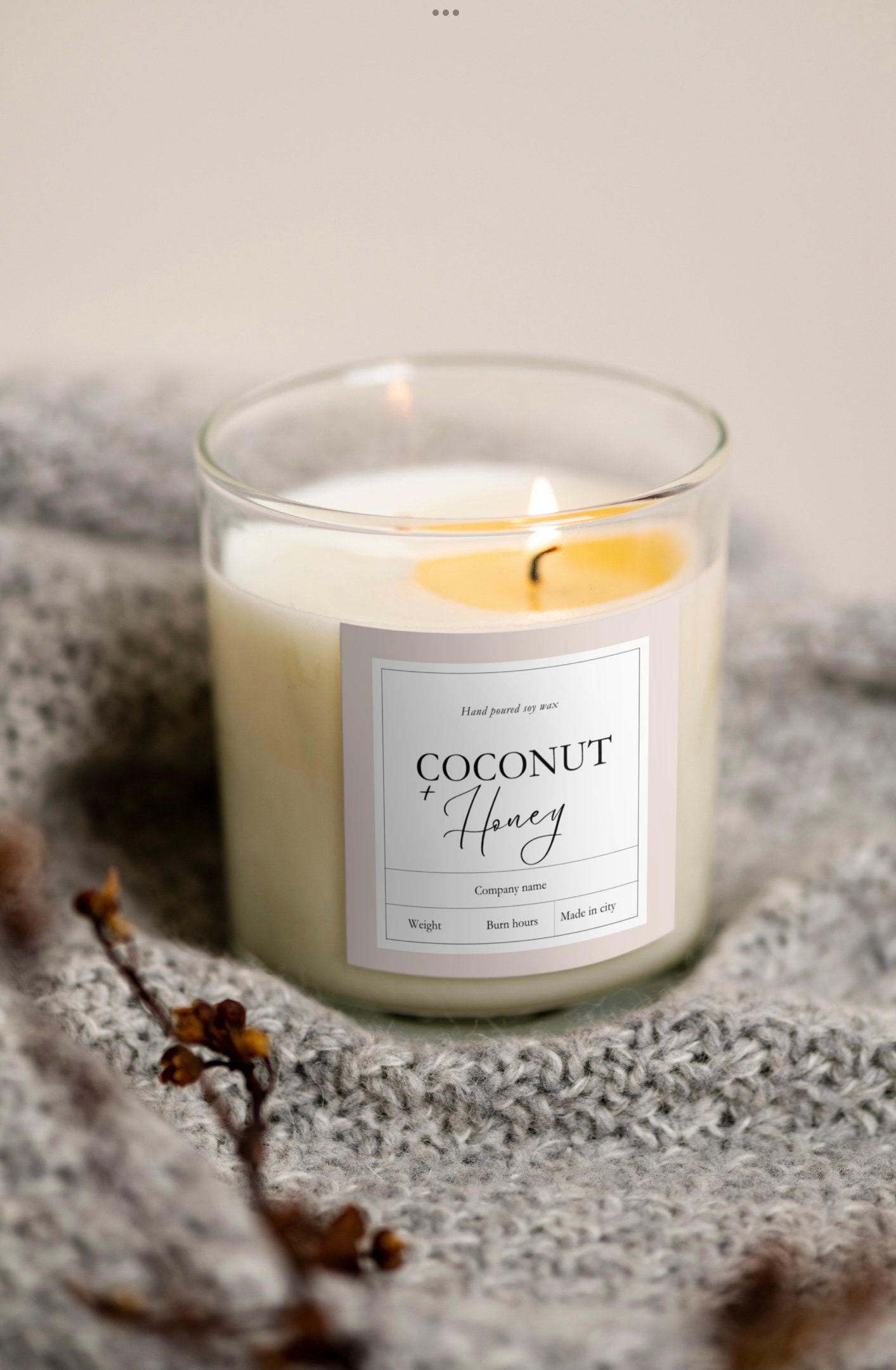 Custom Candle Label, Printable Canvas Template, Candle Business, Candle ...