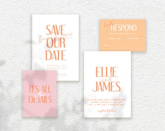 Bright Wedding Invitation | Bold Wedding Invite | Fun Wedding Invite ...