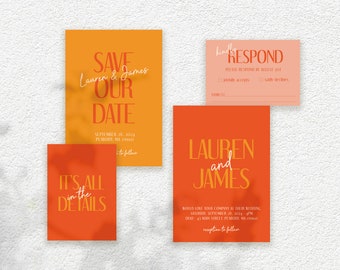 Bright Wedding Invitation | Bold Wedding Invite | Fun Wedding Invite ...
