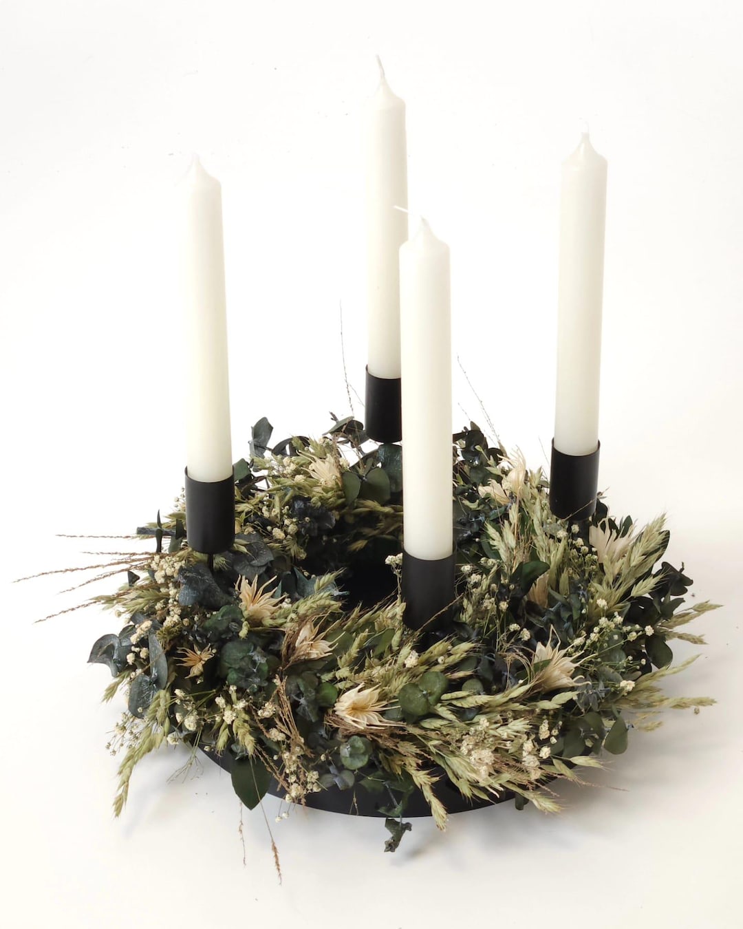 Advent Wreath, Boho, Dried Flowers, Christmas Wreath, Dried Flower ...