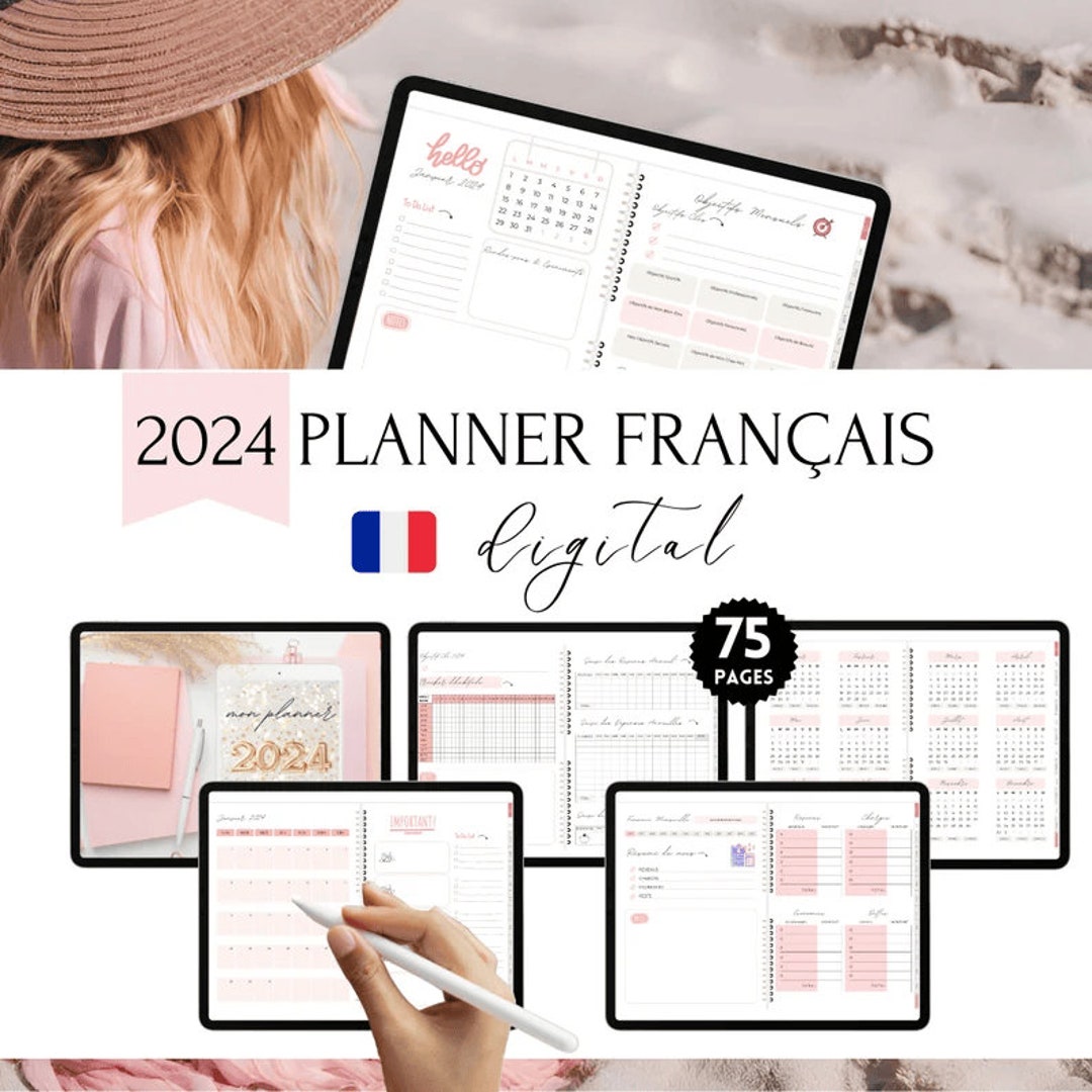 Planner francais 2024, Planificateur Numérique Hyperlié pour GoodNotes ...