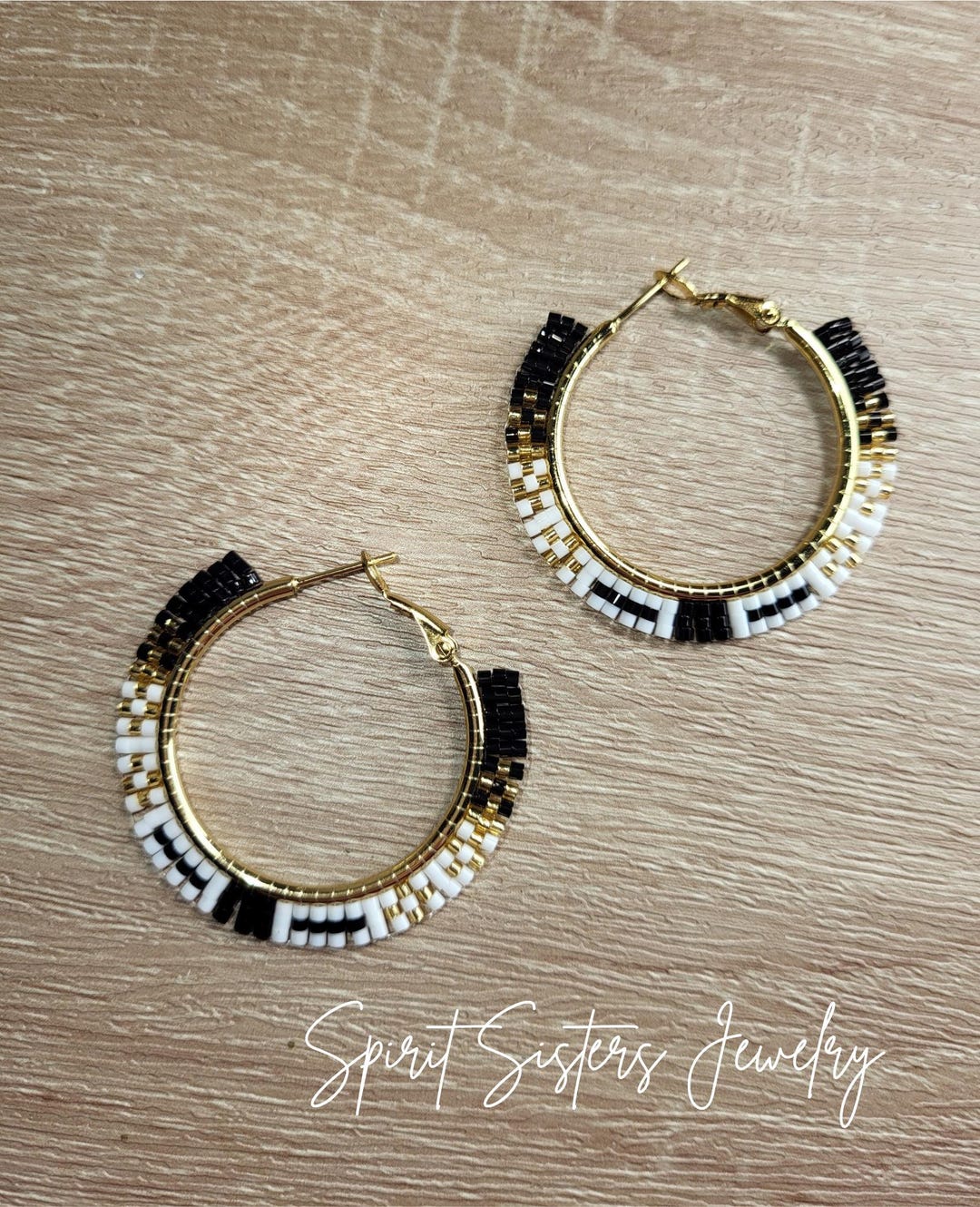 Indigenous Minimalist 42mm Glass Beaded Hoops, Aboriginal Native ...