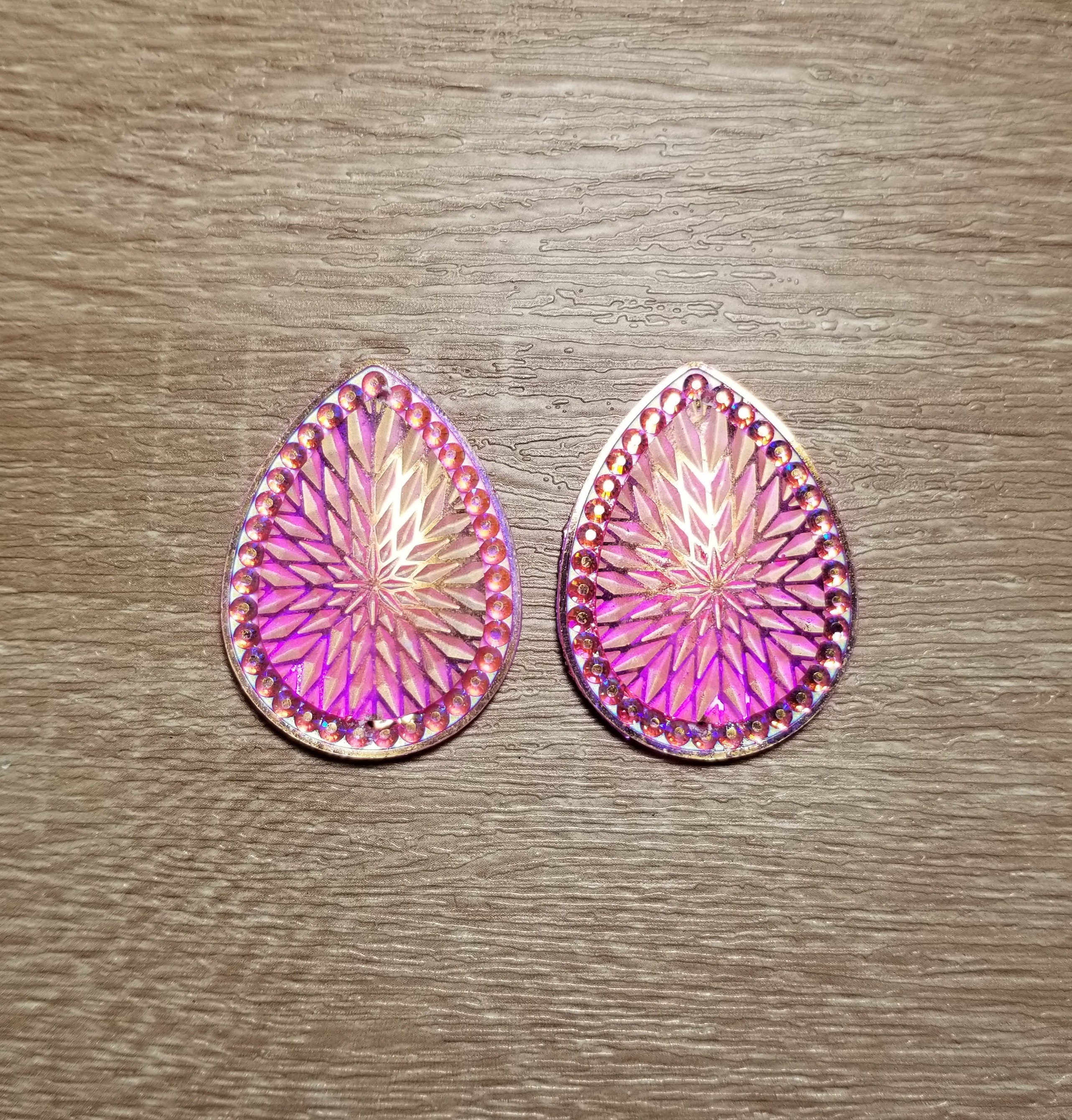 AB 30 X 40 Mm Geometric Pattern Tear Drop Flat Back Cabochons, Flower ...