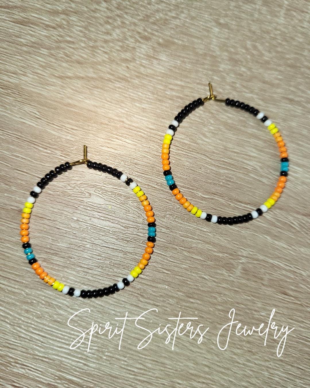 Indigenous Minimalist 35 Mm Glass Seed Beaded Hoops, Aboriginal Native ...