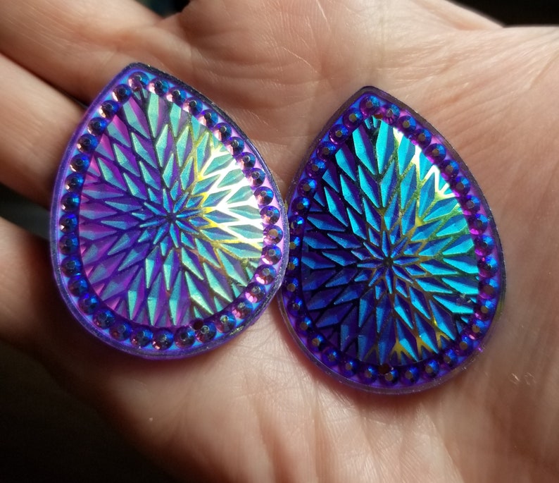 AB 30 X 40 Mm Geometric Pattern Tear Drop Flat Back Cabochons, Flower ...