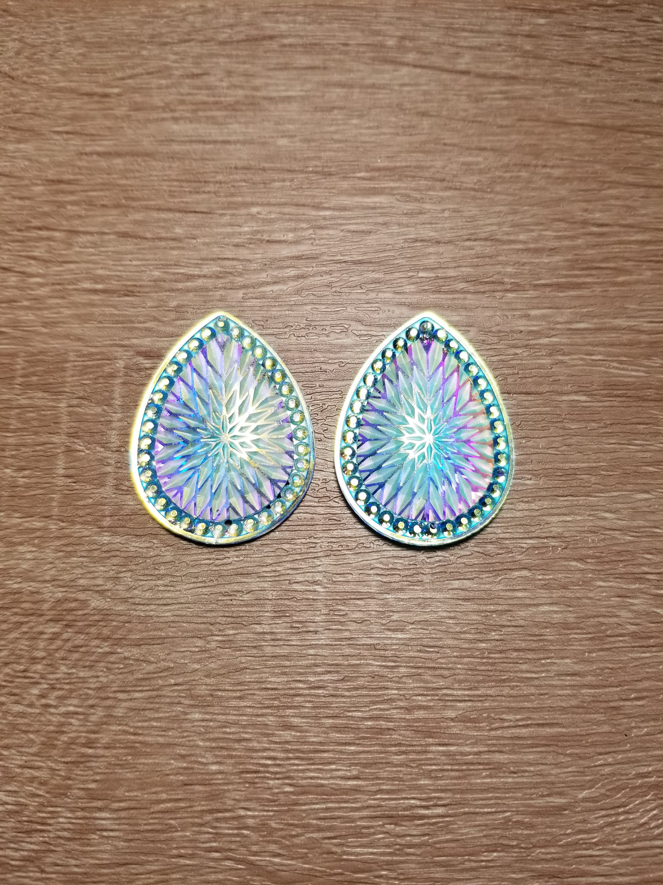 AB 30 X 40 Mm Geometric Pattern Tear Drop Flat Back Cabochons, Flower ...