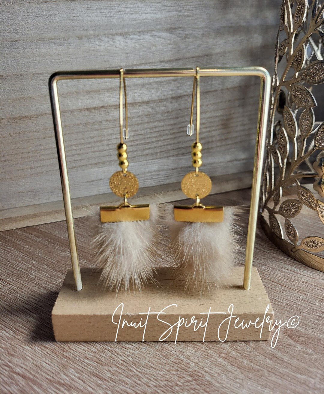 Inuit Spirit Stainless Steel Mink Fur Earrings ©, Aboriginal Mink Fur ...