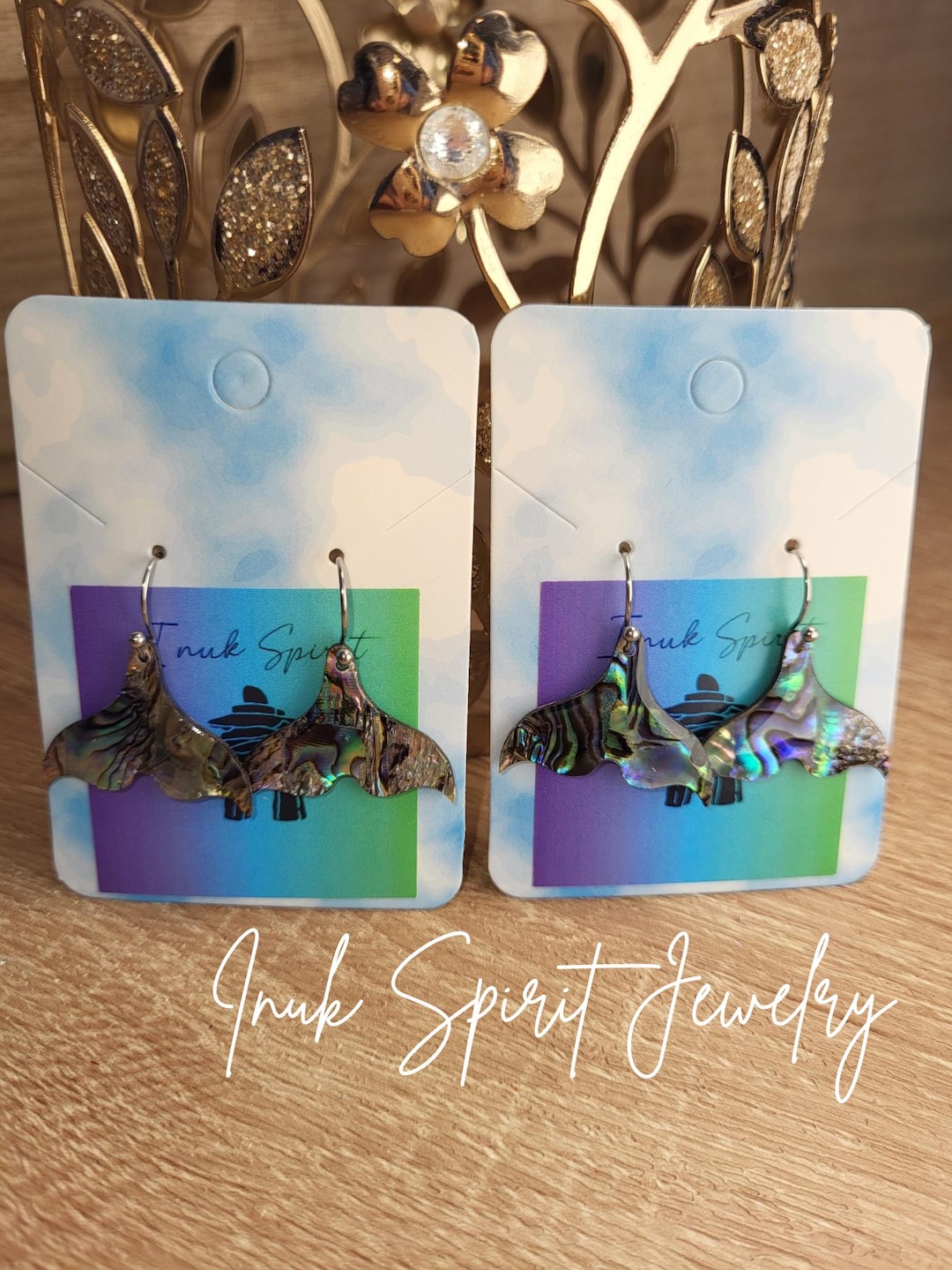 Inuk Spirit Whale Tail Abalone Sea Shell Earrings©, Inuit Whale Tail ...