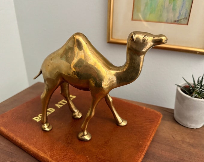 Vintage Solid Brass Camel Figurine | MCM Brass Decor | Made in India | Large Brass Camel | 6 X 7 ...