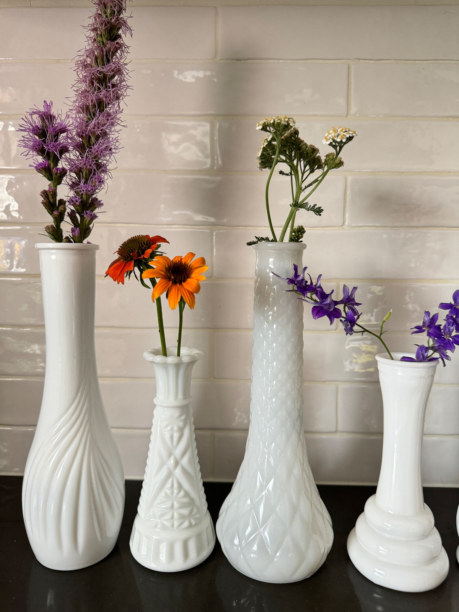 Lot of 7 Vintage Milk Glass Bud Vases Wedding Decor Mix and Match E.O ...