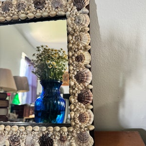 Vintage Handmade Seashell Mirror Seashell Art Beach House Decor Purple ...