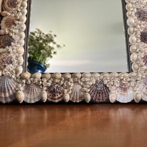 Vintage Handmade Seashell Mirror Seashell Art Beach House Decor Purple ...