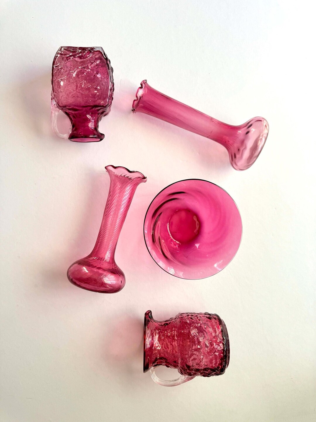 Instant Collection Vintage + Antique Cranberry Glass Set of 5 | Pink ...