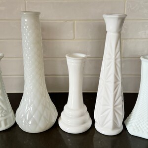 Lot of 7 Vintage Milk Glass Bud Vases Wedding Decor Mix and Match E.O ...