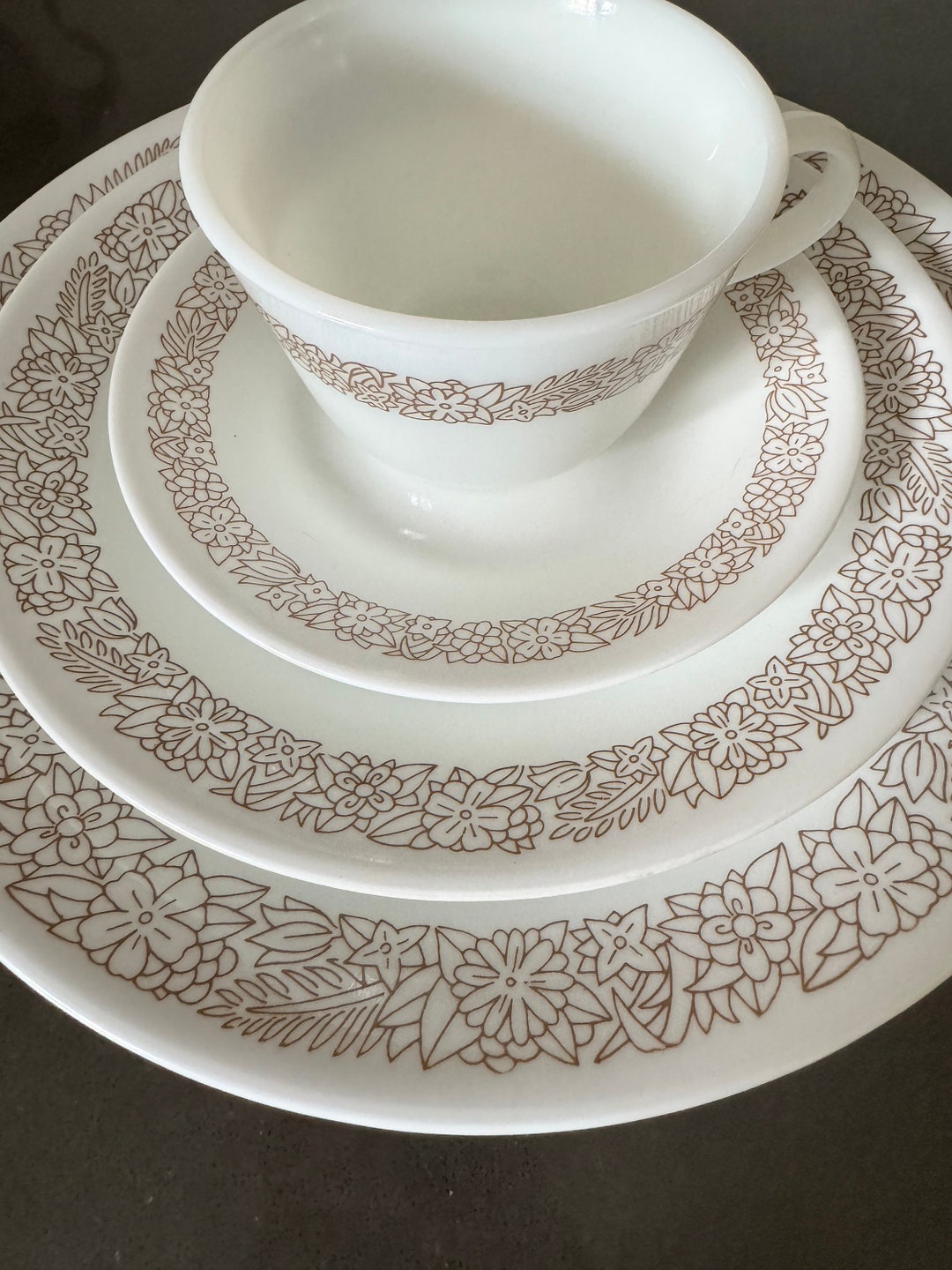 Vintage Corelle Woodland Brown Dinnerware Dinner Plates, Salad Plates ...