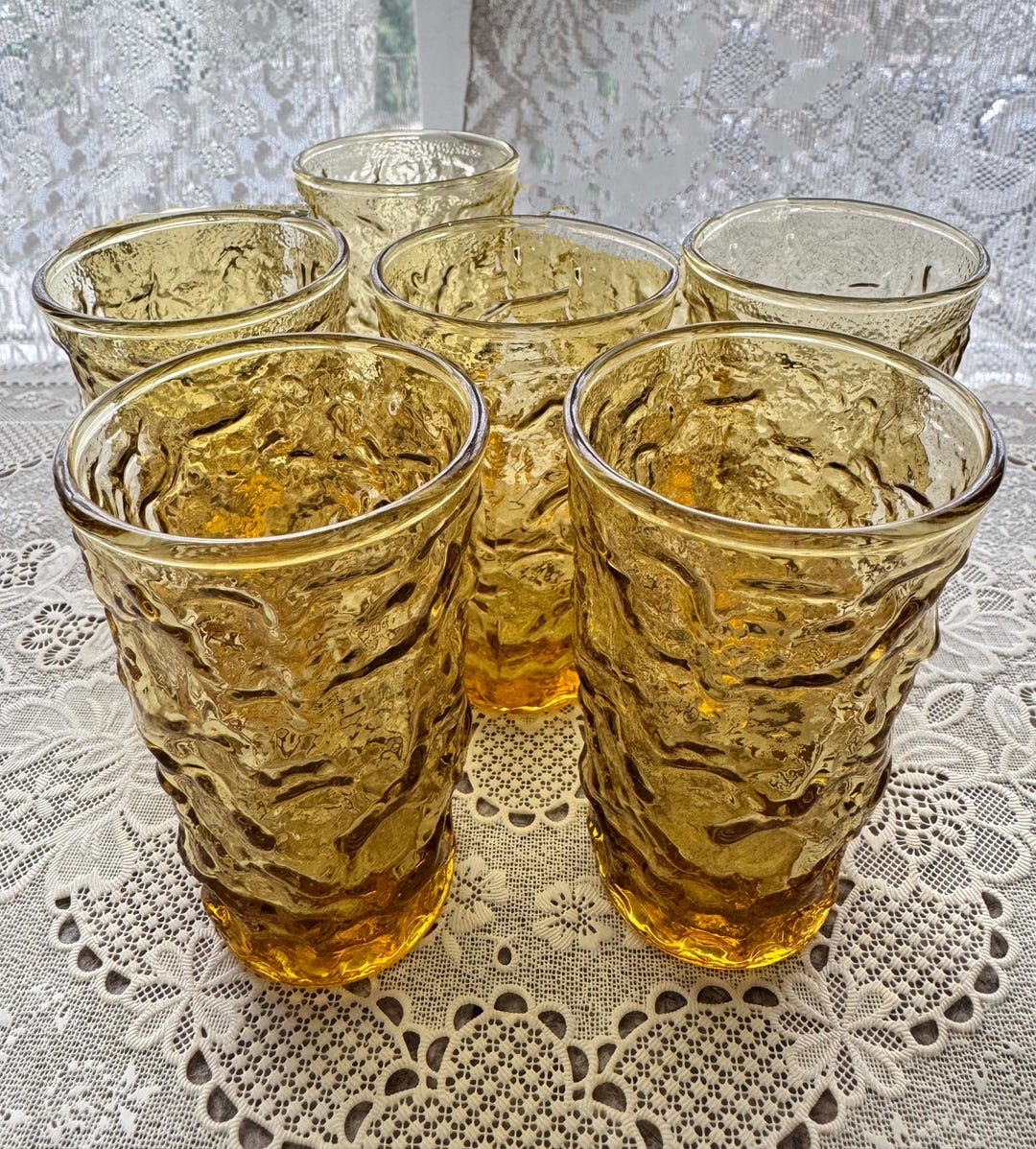 Set of 6 Vintage Anchor Hocking Milano Lido Flat Juice Glasses in Honey ...