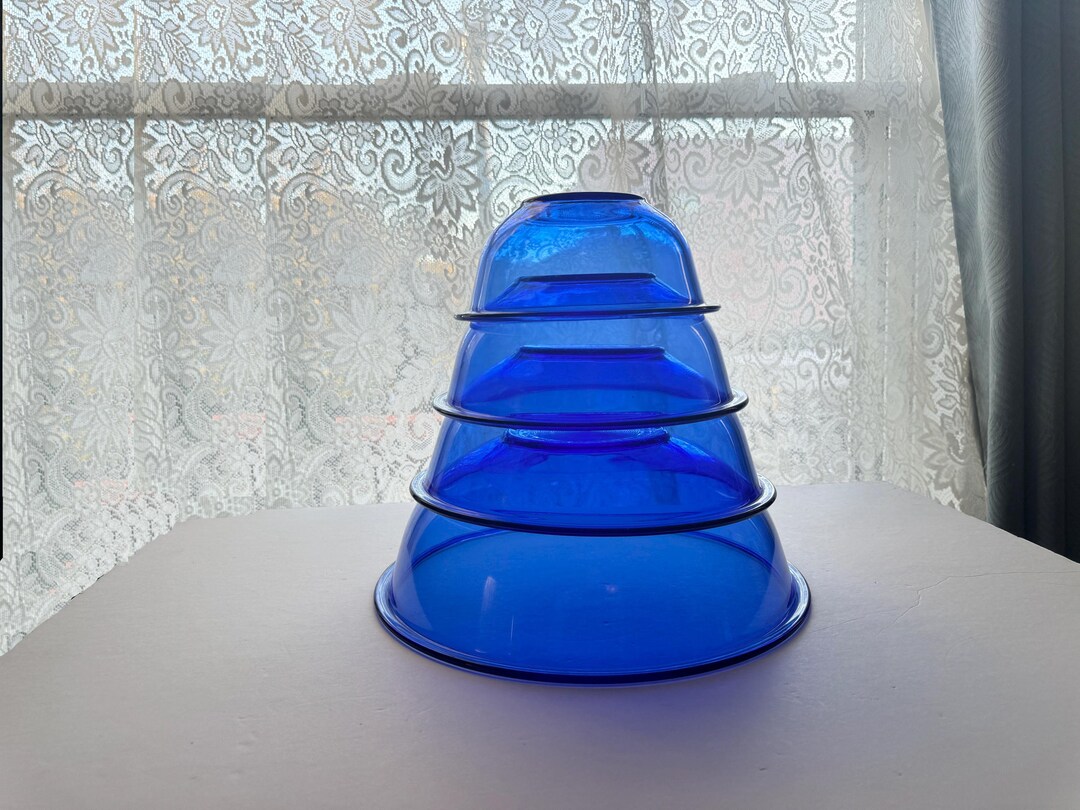 Full Set of 4 Vintage Pyrex Originals Cobalt Blue Glass Nesting Mixing ...