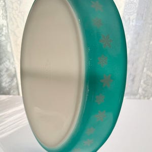 Vintage Pyrex Turquoise Snowflake 1-1/2 Qt Oval Divided Casserole Dish ...