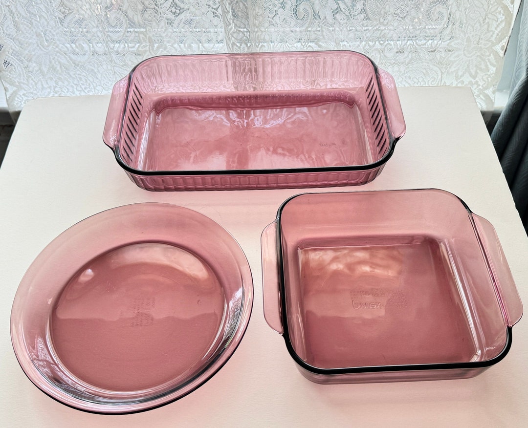 Vintage Cranberry Pyrex Originals 233-S, 222-R, 209, 229 8 Square ...