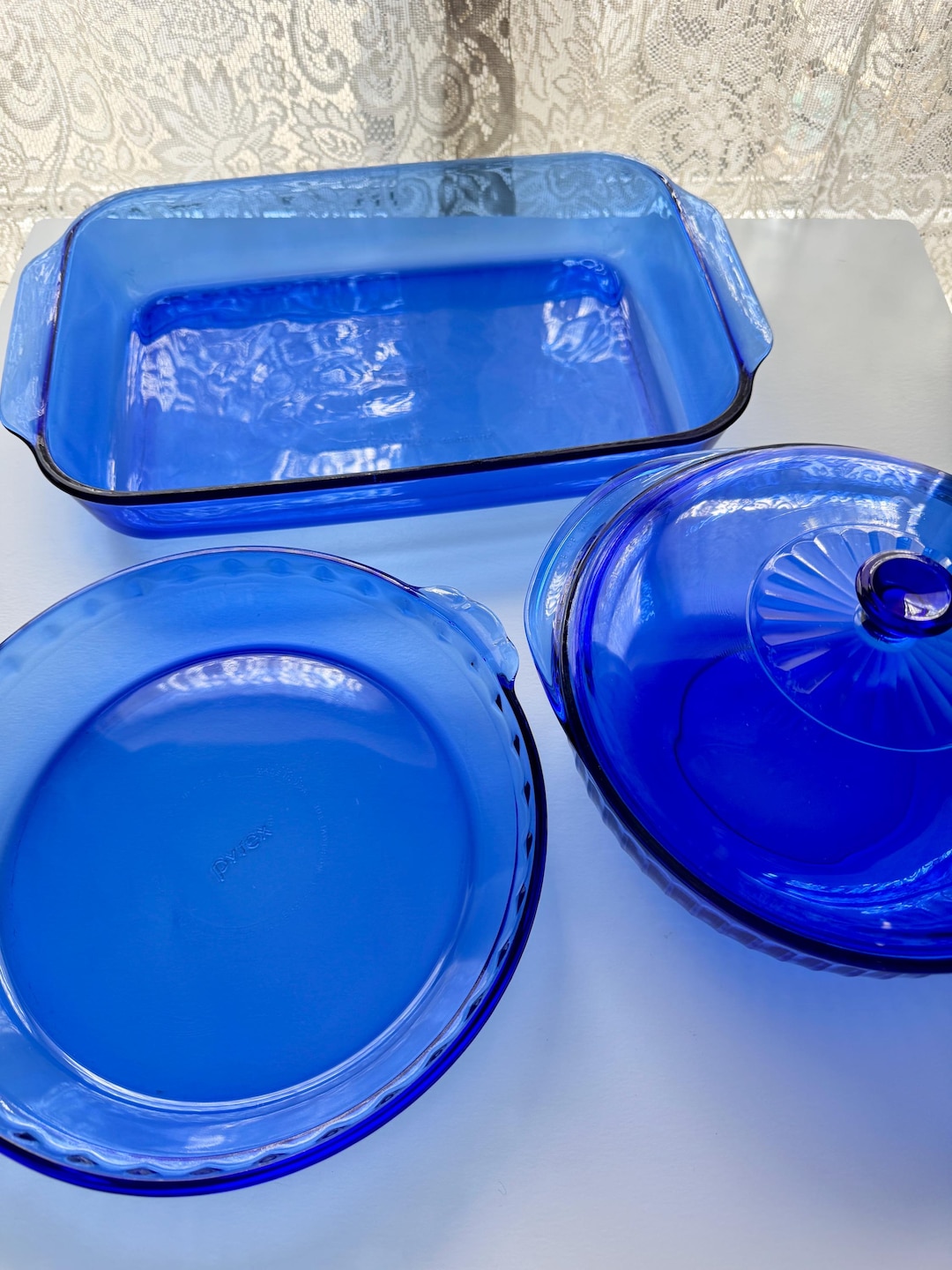 Vintage Cobalt Blue Pyrex Originals | 13x9 Baker, 8" Square Baker, Pie ...