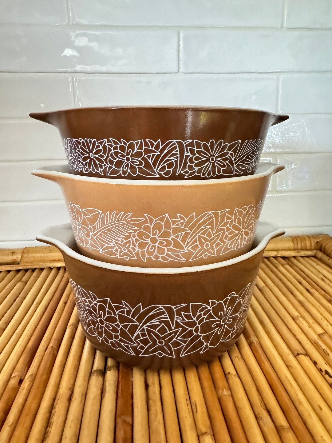 Set of Vintage Pyrex Woodland Casserole Dishes With Lids 471-B 1 Pint ...