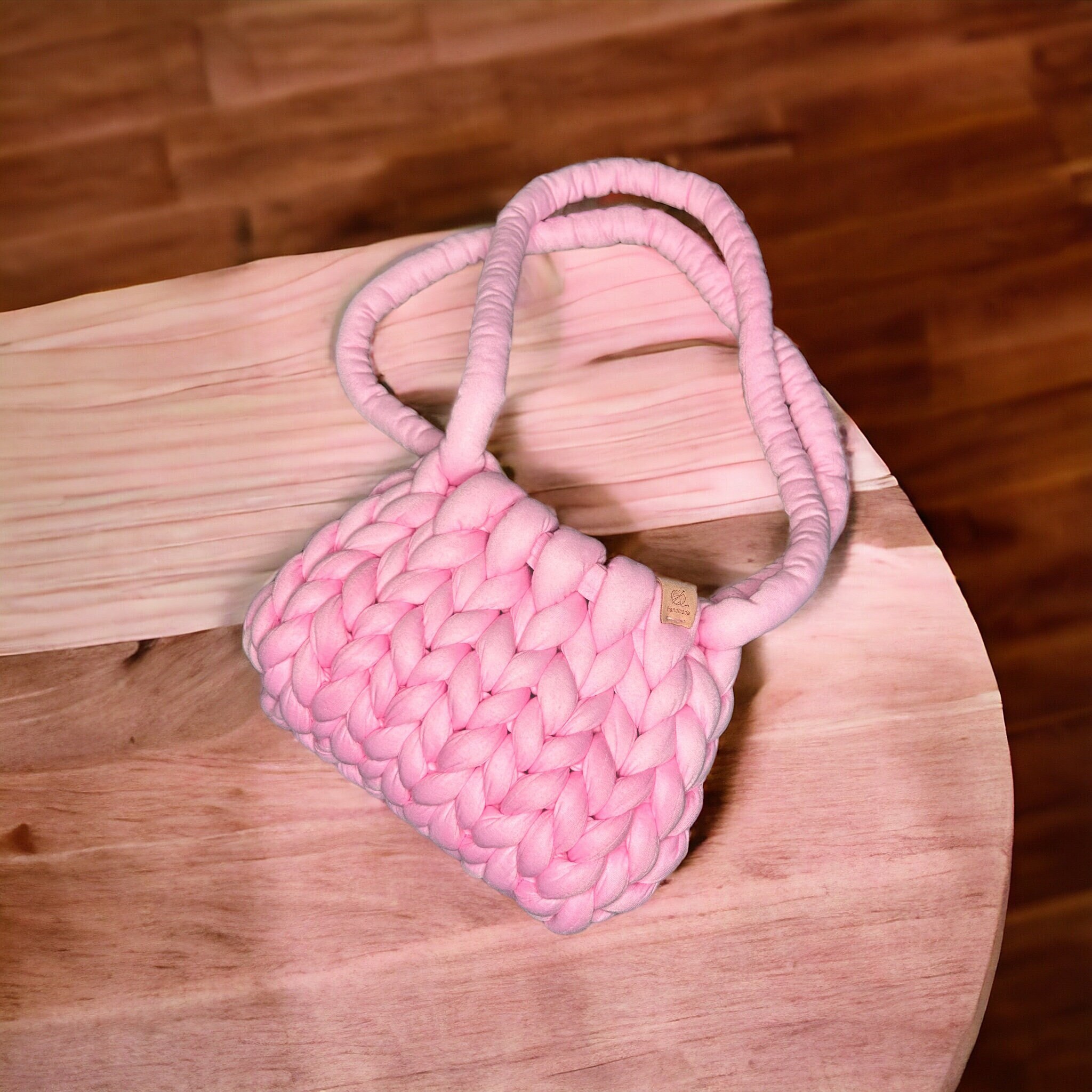 Customizable HANDMADE Knit Chunky Yarn Bag, Hand Knit - Etsy