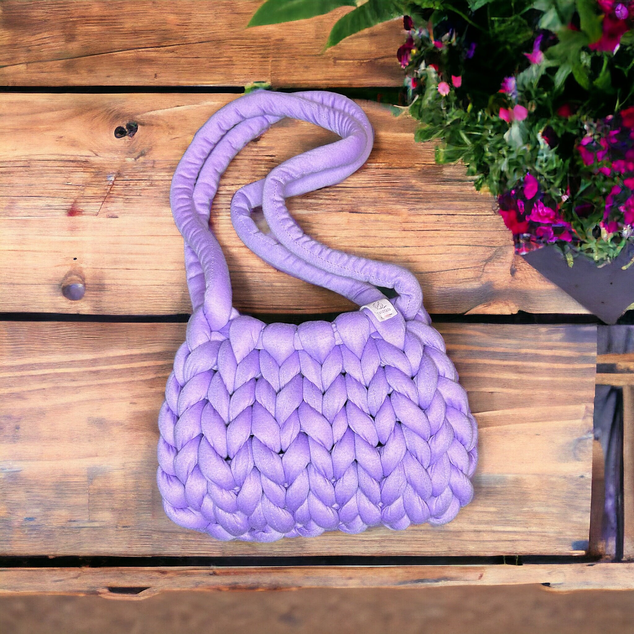 Customizable HANDMADE Knit Chunky Yarn Bag, Hand Knit - Etsy