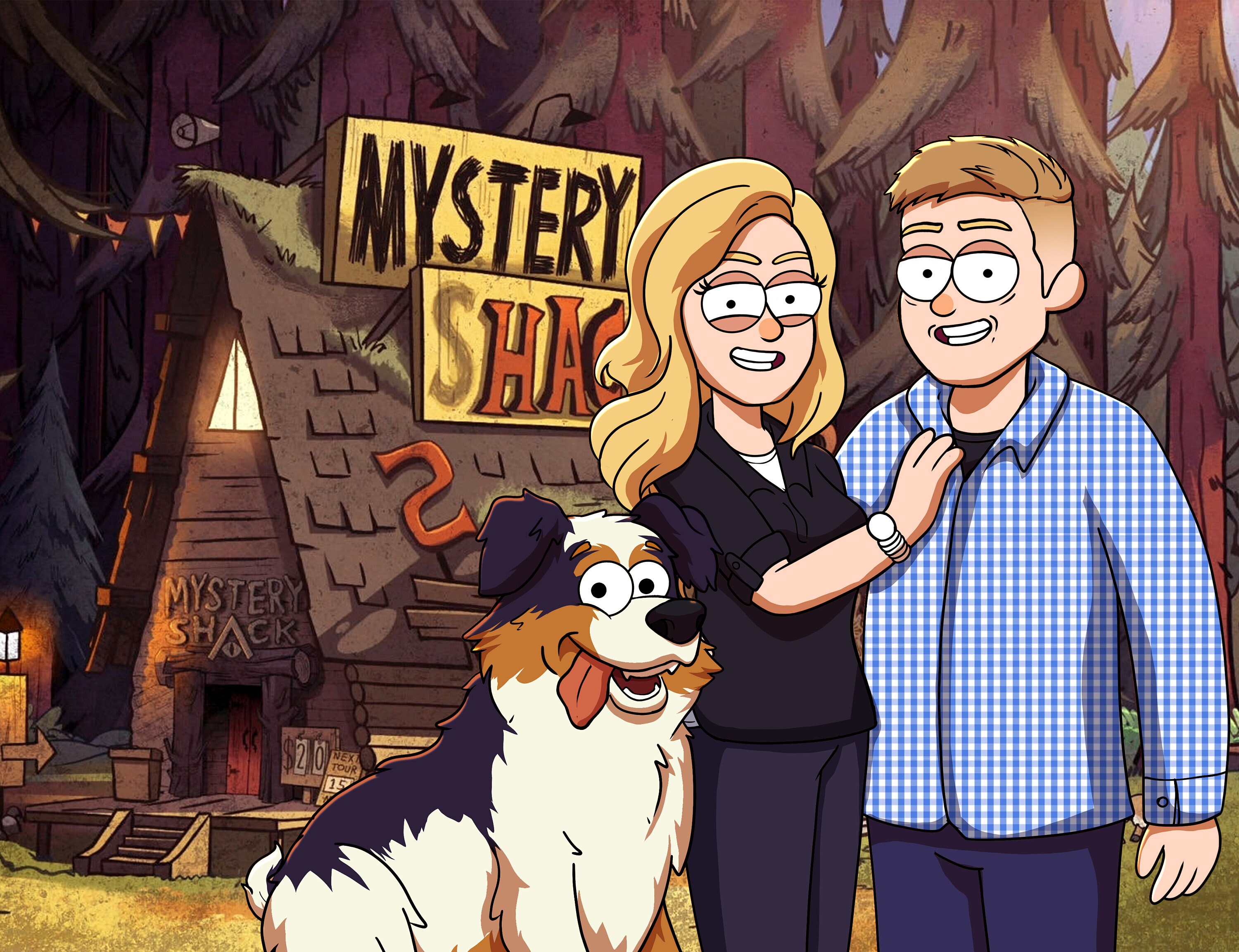 Gravity Falls Cartoon Portrait Commission for Bestfriends, Couple Gift ...