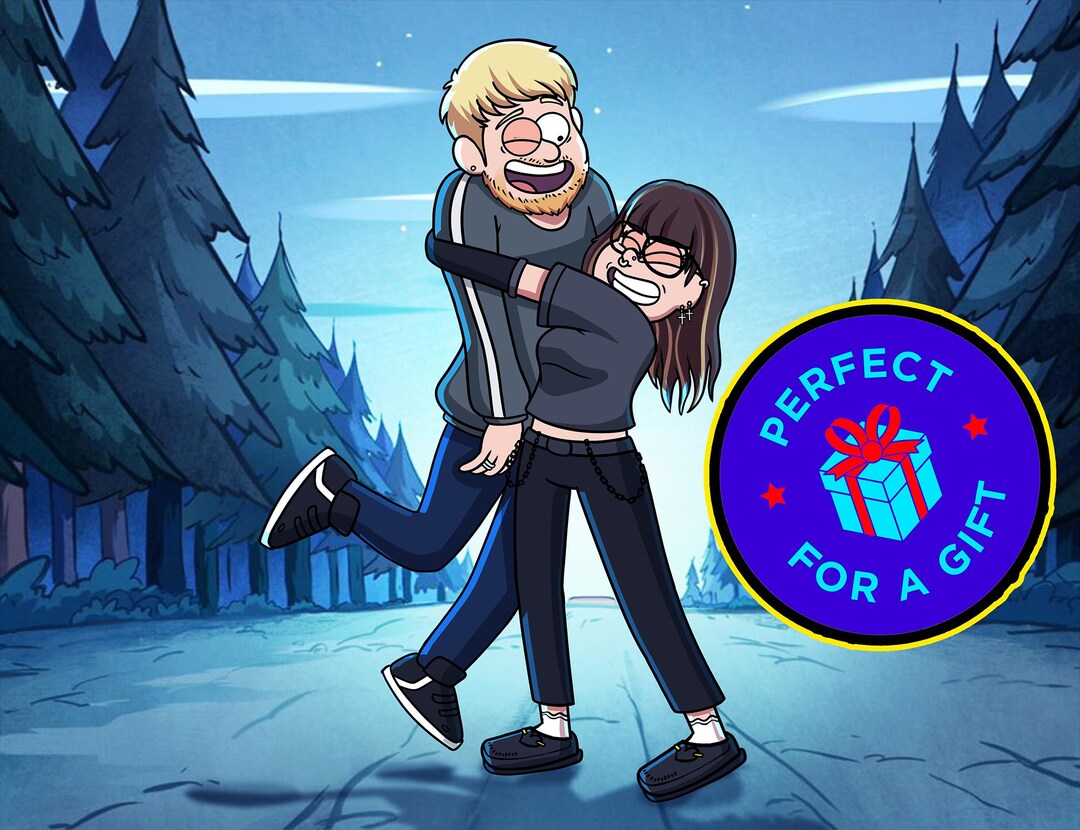 Custom Gravity Falls Portrait Personalized Cartoon Style Caricature Unique and Thoughtful ...