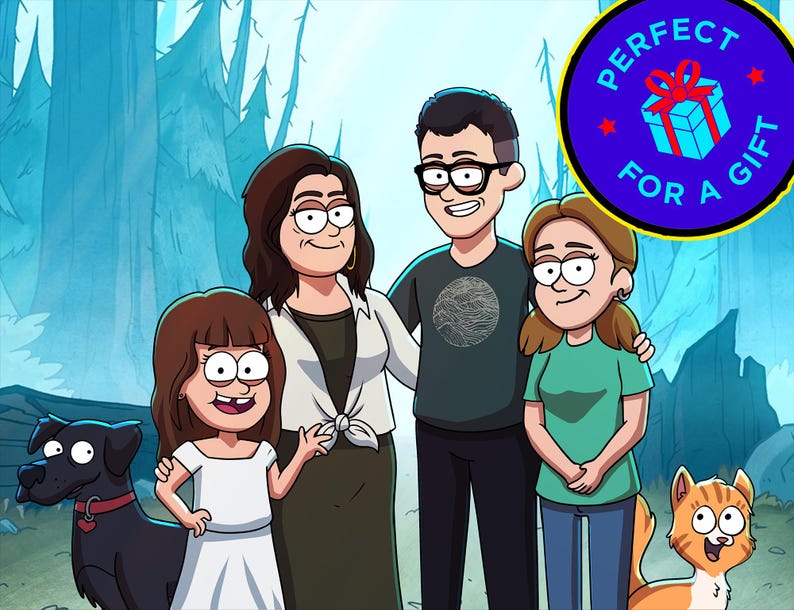 Custom Gravity Falls Style Cartoon Portrait: Unique Fan Art (digital ...