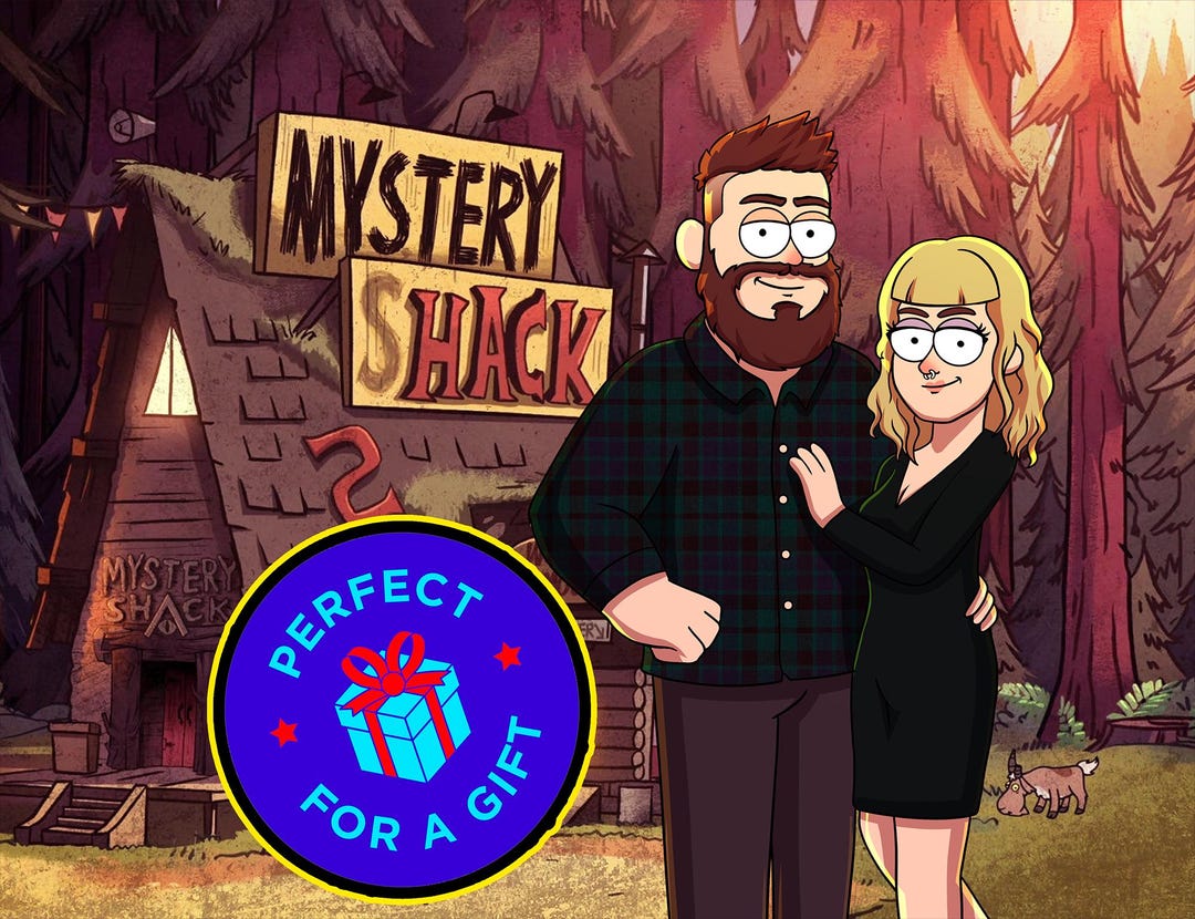 Custom Gravity Falls Style Portrait Personalized Cartoon Caricature Gift Fun Christmas Present ...