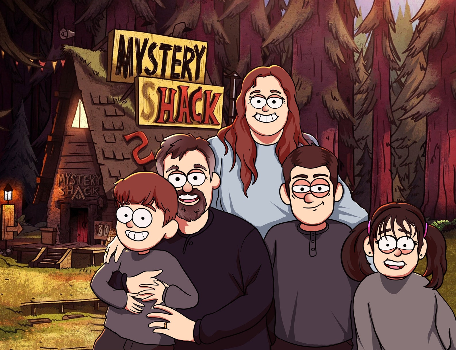 Custom Gravity Falls Cartoon Family Portrait - Perfect Valentines Day ...
