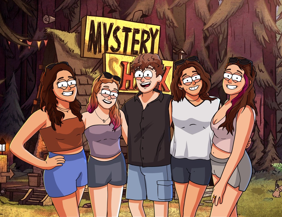 Gravity Falls Cartoon Portrait Commission for Bestfriends, Couple Gift ...