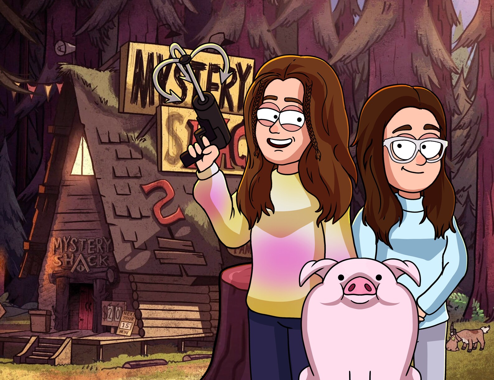 Gravity Falls Cartoon Portrait Commission for Bestfriends, Couple Gift ...