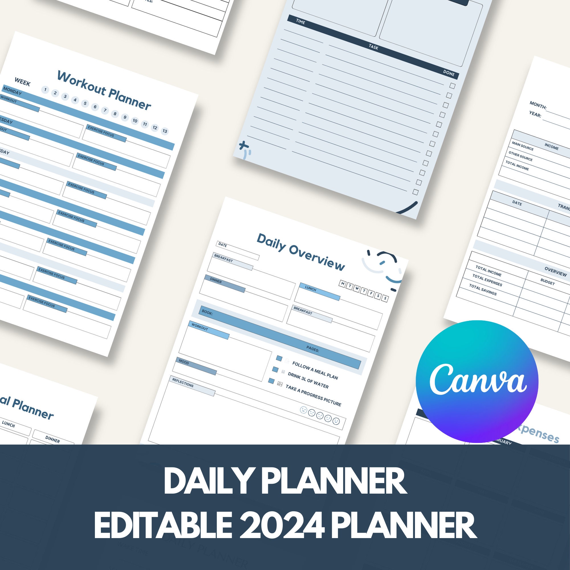 2024 Canva Planner Templates A4 Size Editable Print-ready Commercial ...