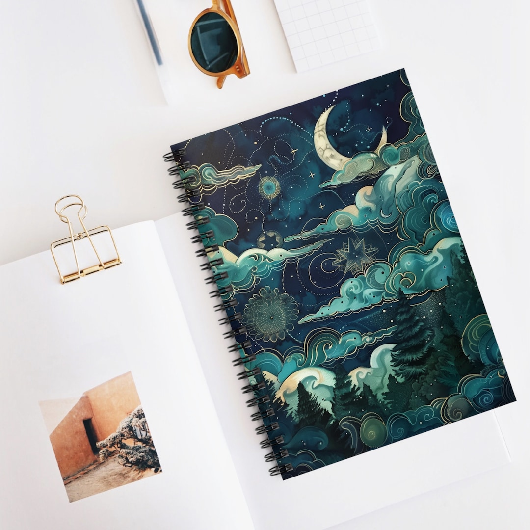 Celestial Journal, Spiritual Aesthetic Notebook, Cool Moon Spiral Diary ...