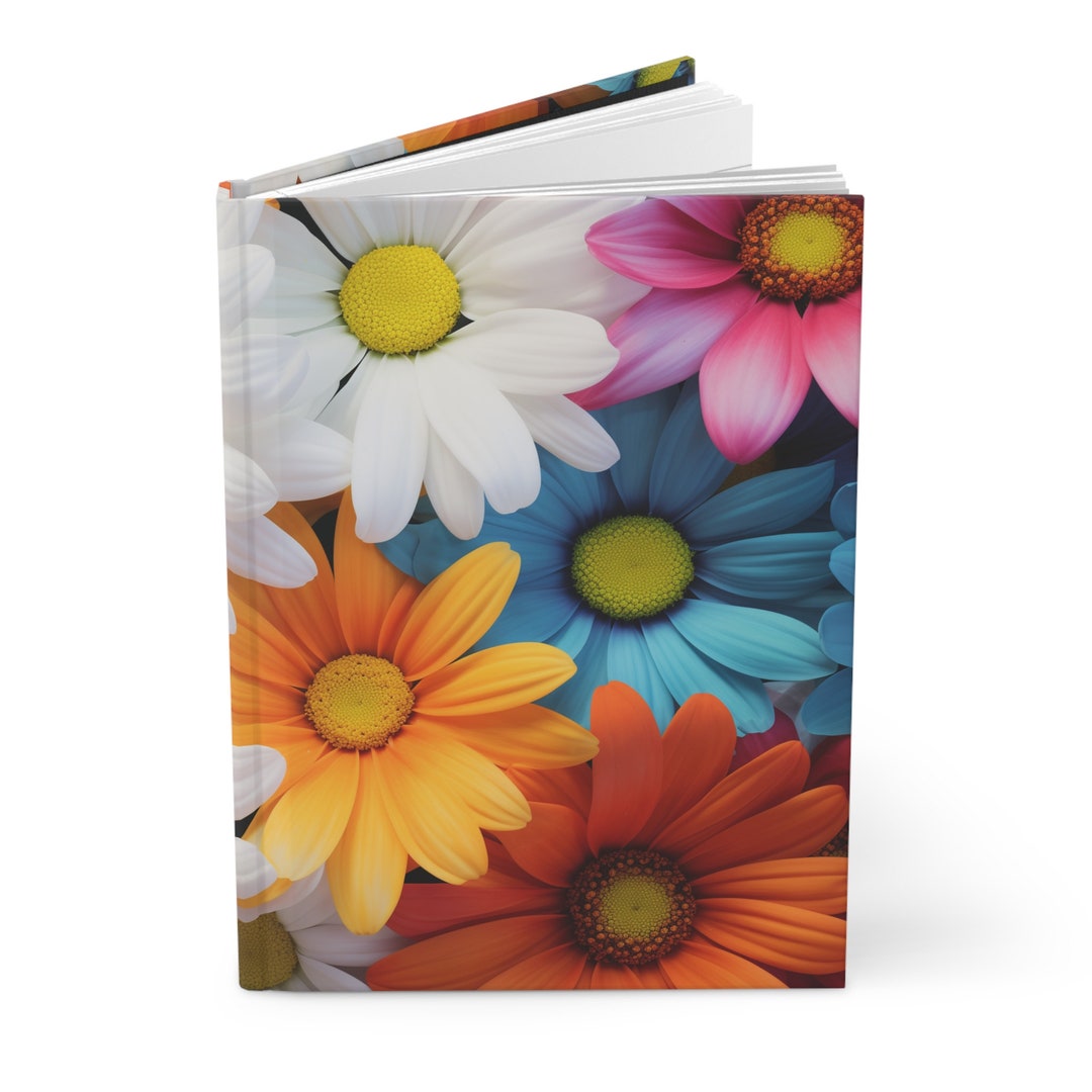 Daisy Notebook, Floral Hardcover Journal, Cute Flower Diary, Vibrant ...