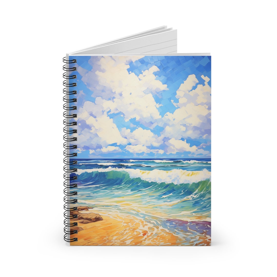 Acrylic Beach Notebook, Beach Landscape Spiral Journal - Etsy