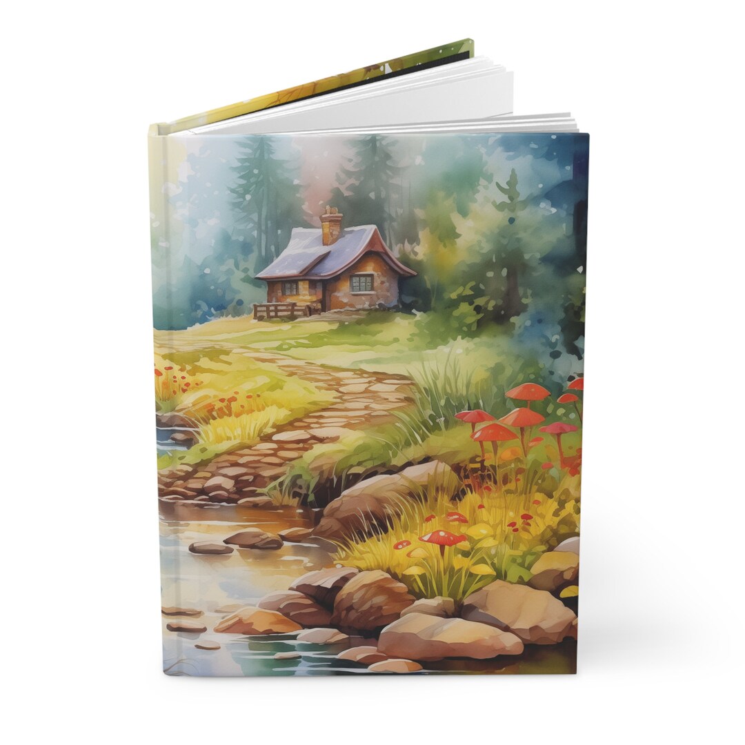 Watercolor Landscape Notebook, Cottagecore Inspired Journal, Mushroom ...