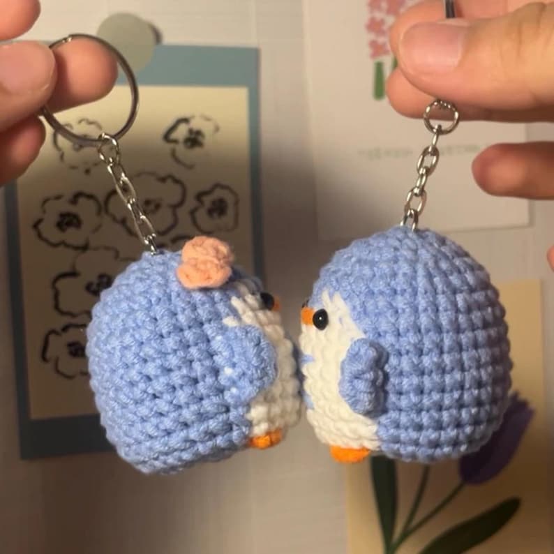 Valentine Day Gift Penguin Crochet Couple Keychains Kissing, Cute ...