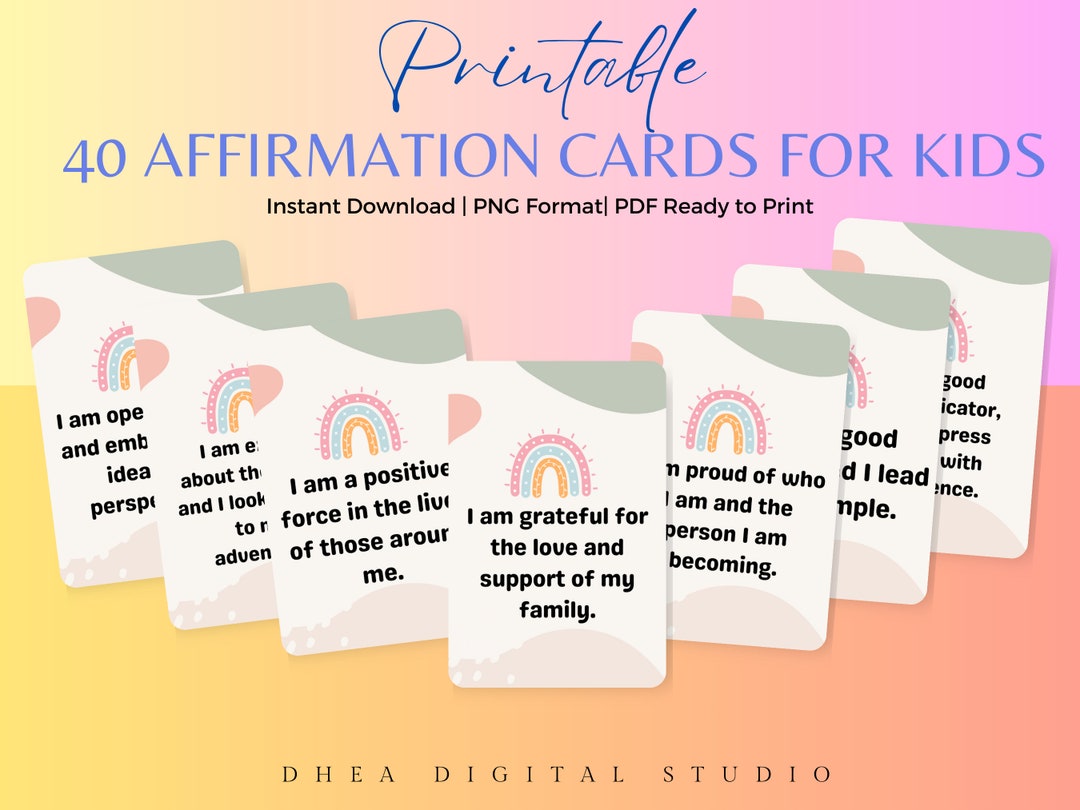 Kids Affirmation Cards, Affirmation, Positive Quote Flash Cards ...