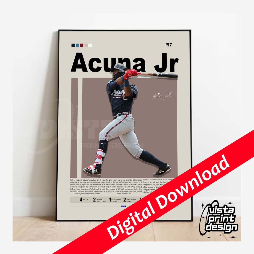 Digital Download Ronald Acuna Jr. Poster, Atlanta Braves, Sports Poster ...