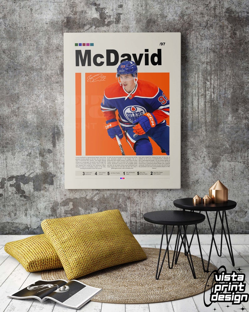Connor Mcdavid Edmonton Oilers NHL Poster, Hockey Wall Décor, Sports ...