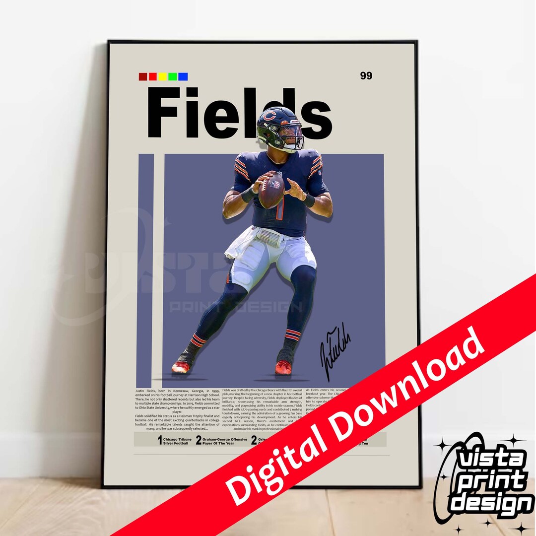 Digital Download Justin Fields Poster, Chicago Bears Poster, NFL Poster ...