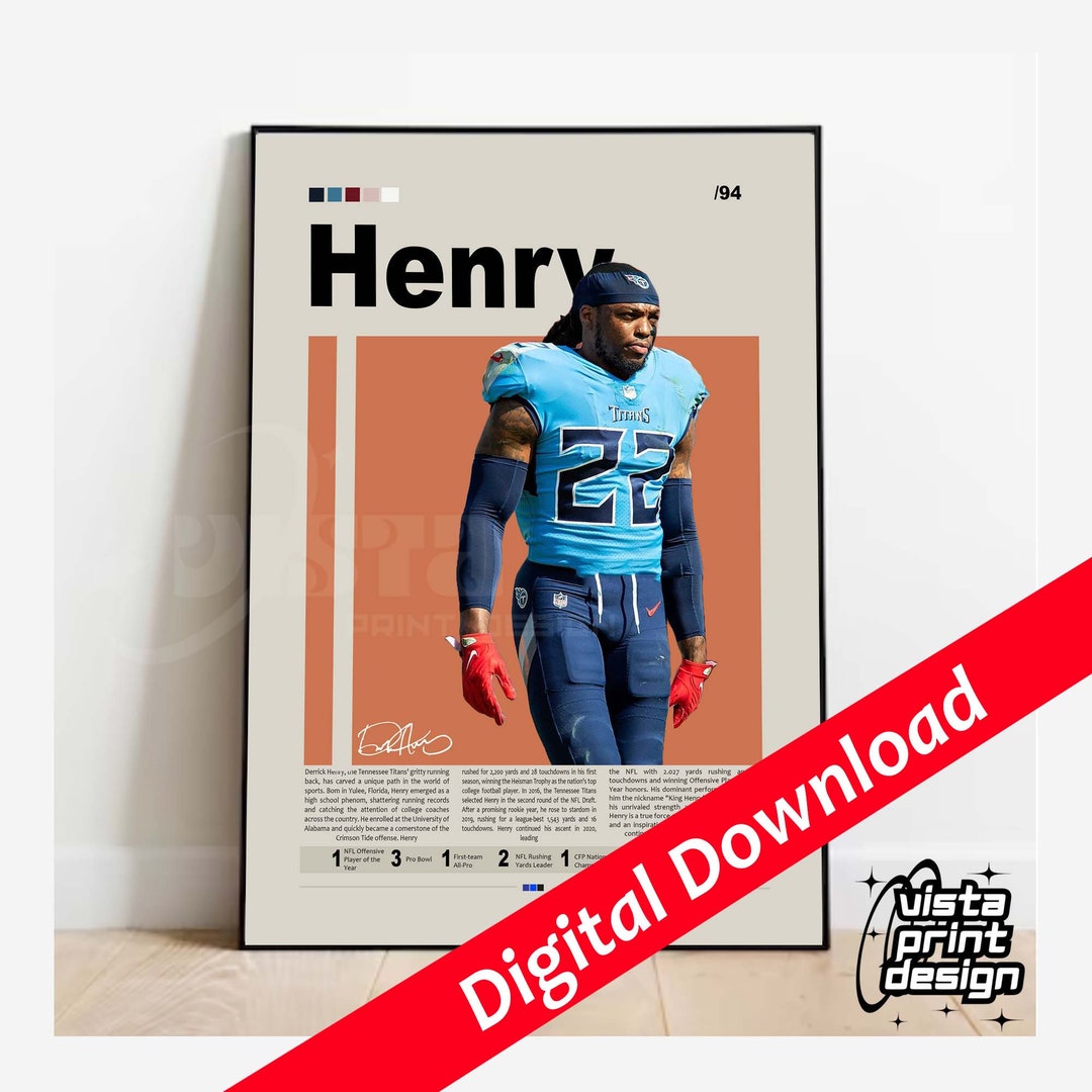 Digital Download Derrick Henry Poster, Tennessee Titans Poster, Sports ...