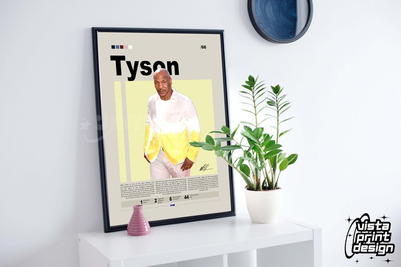 Mike Tyson Boxing Poster, Sports Poster, Boxing Wall Décor, Mid-century Modern, Motivational ...