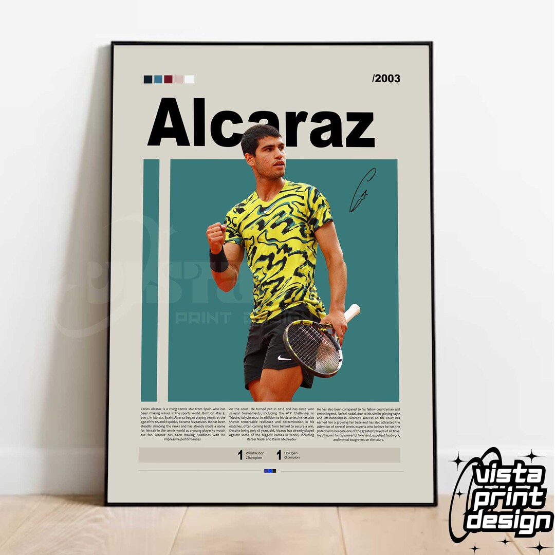 Carlos Alcaraz Poster, Tennis Art Print. Tennis Fans, Tennis Download ...