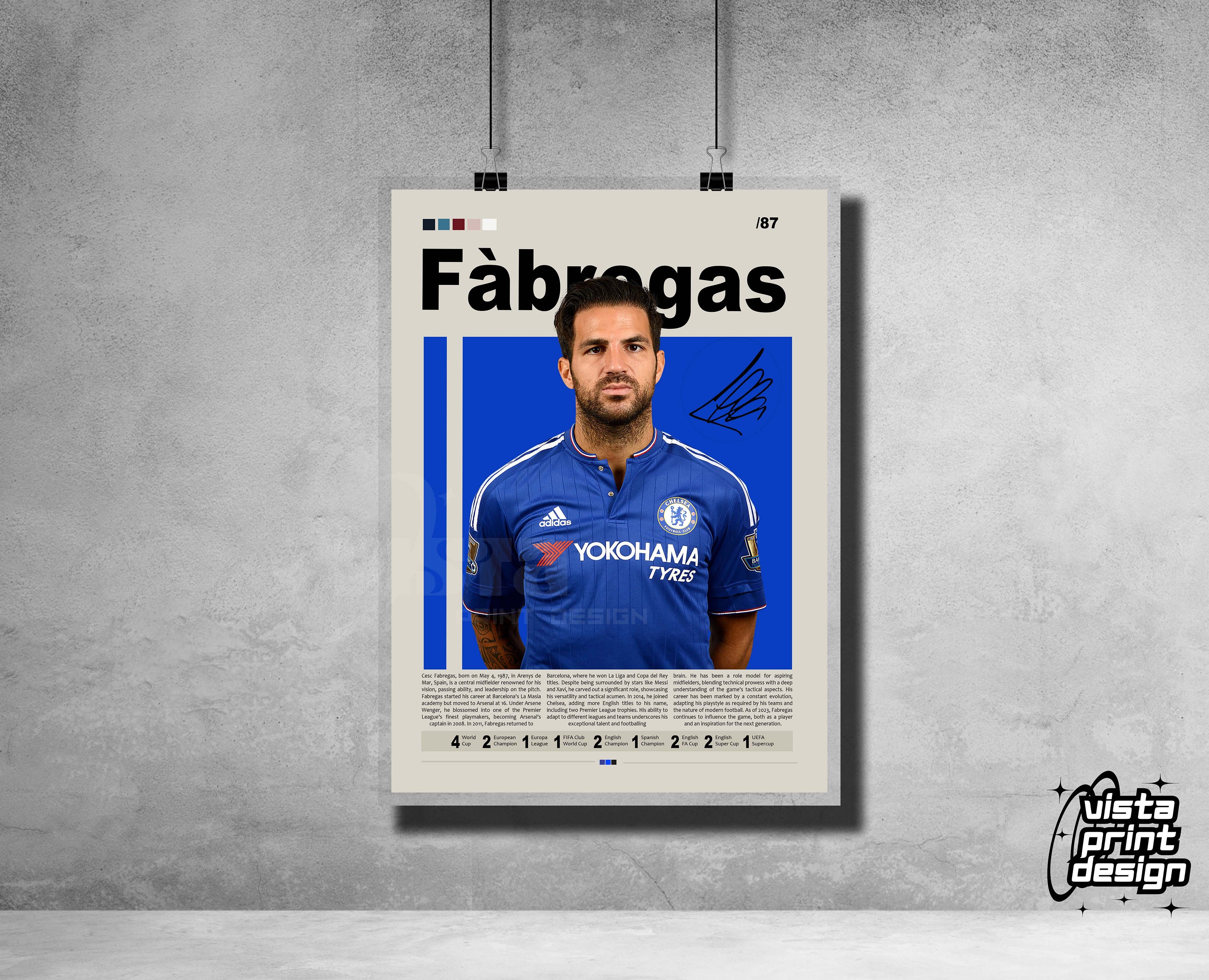 Cesc Fabregas Poster, Arsenal F.C. Poster, Soccer Gifts, Sports Poster ...